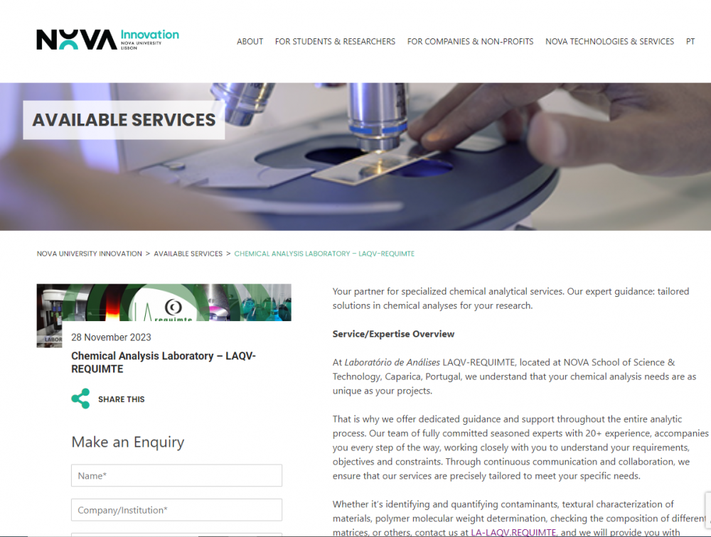 Services of the Laboratório de Análises LAQV-REQUIMTE are available on ...